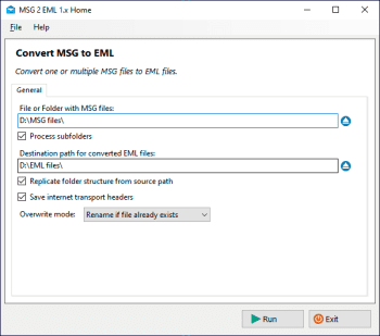 MSG 2 EML - скачать бесплатно MSG 2 EML 1.19